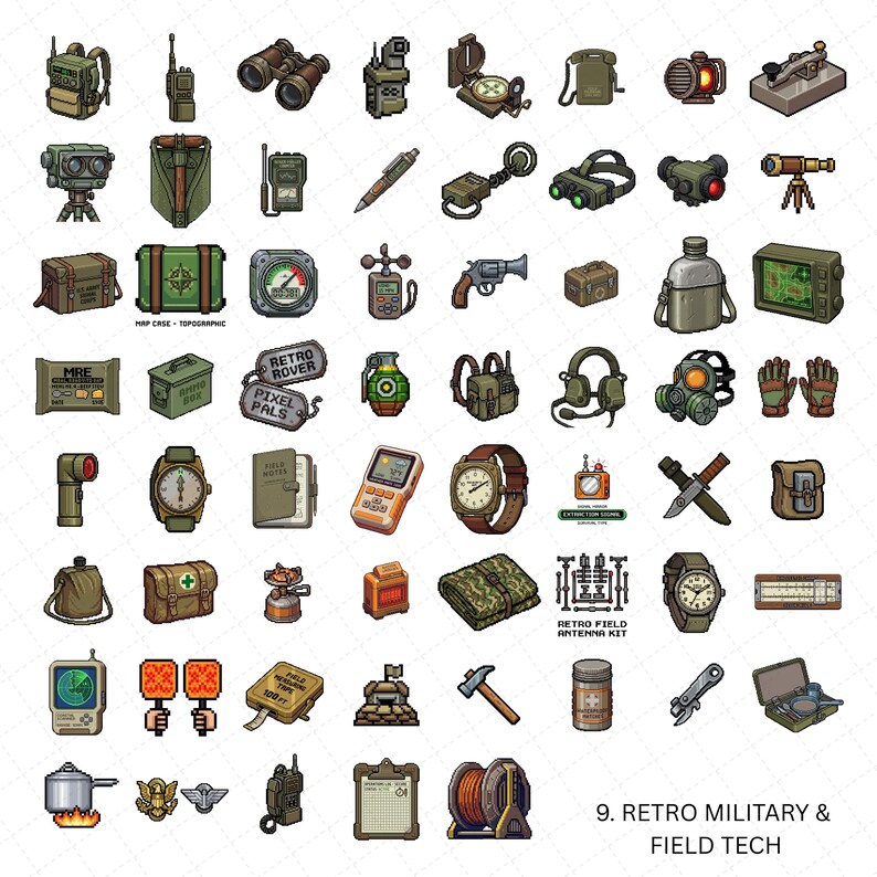 Pixel Retro Tech Vol.2 PNG Clipart Bundle • 500+ Pixel Icons • Vintage ...