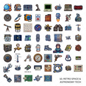 Pixel Retro Tech Vol.2 PNG Clipart Bundle • 500+ Pixel Icons • Vintage ...