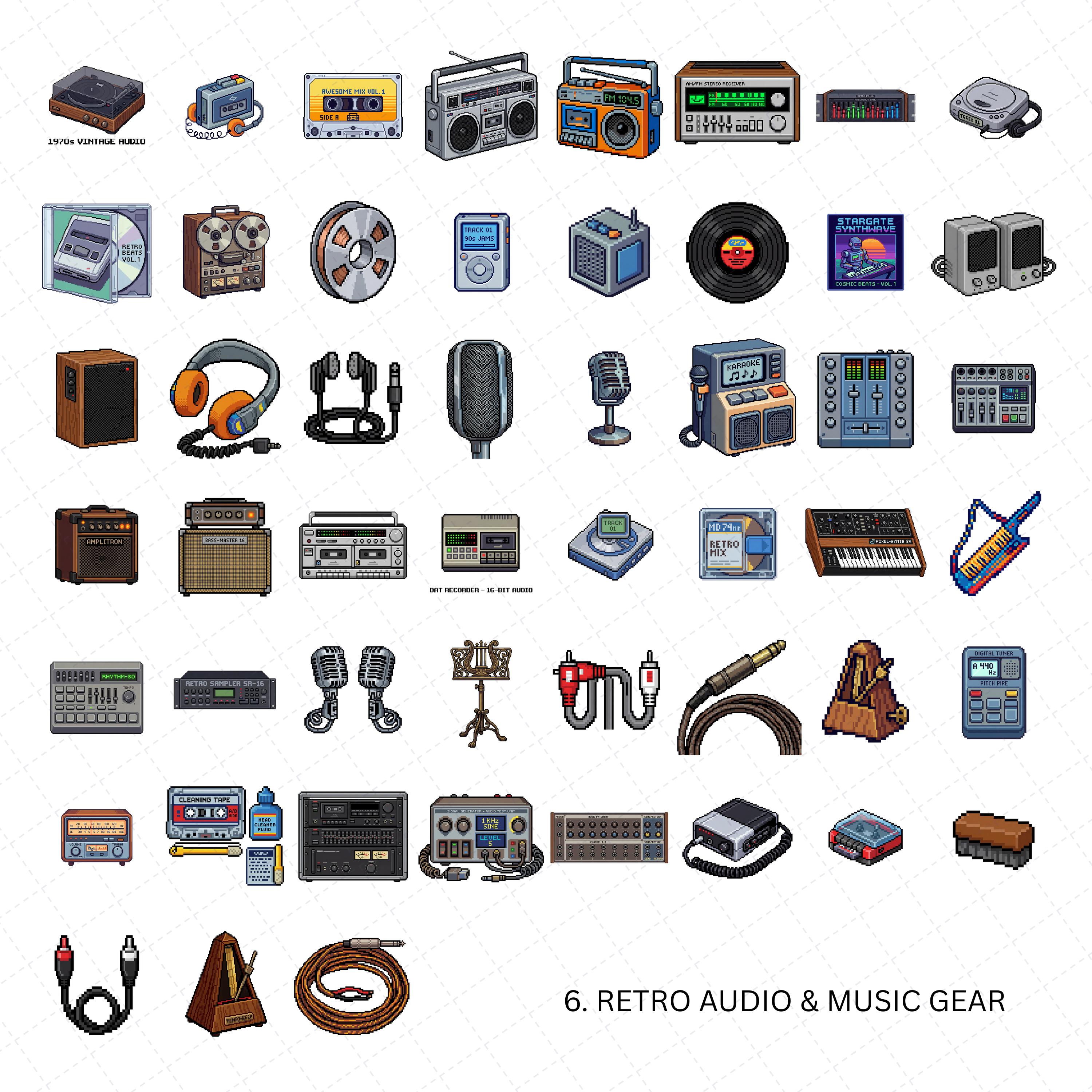 Pixel Retro Tech Vol.2 PNG Clipart Bundle • 500+ Pixel Icons • Vintage ...