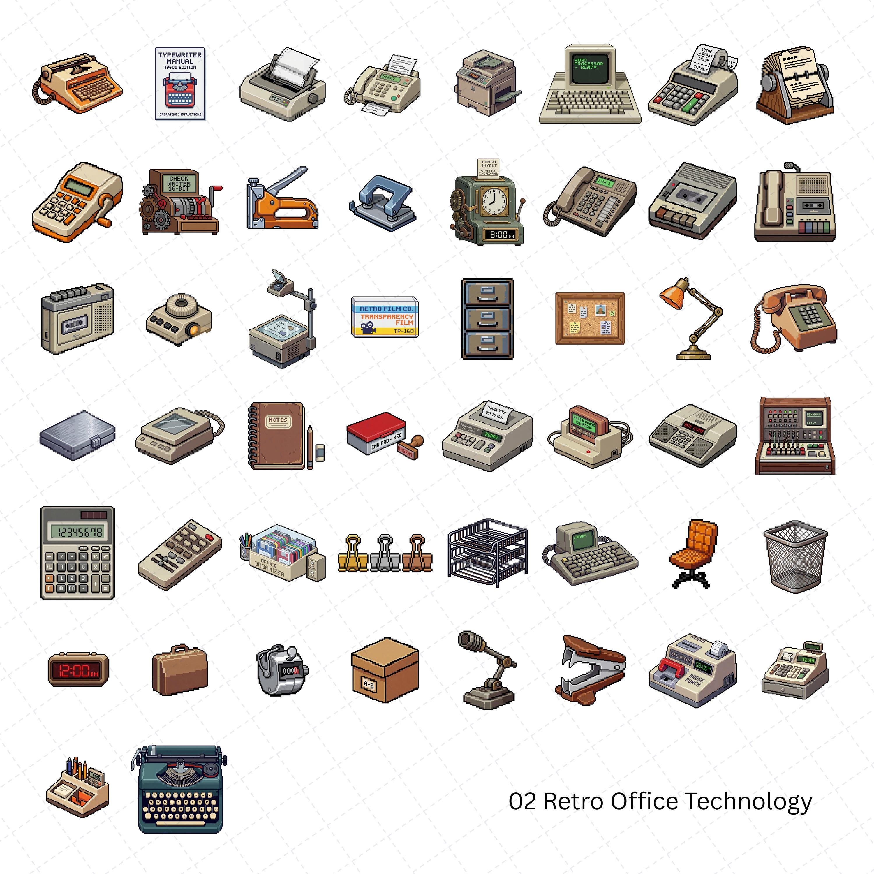 Pixel Retro Tech Vol.2 PNG Clipart Bundle • 500+ Pixel Icons • Vintage ...