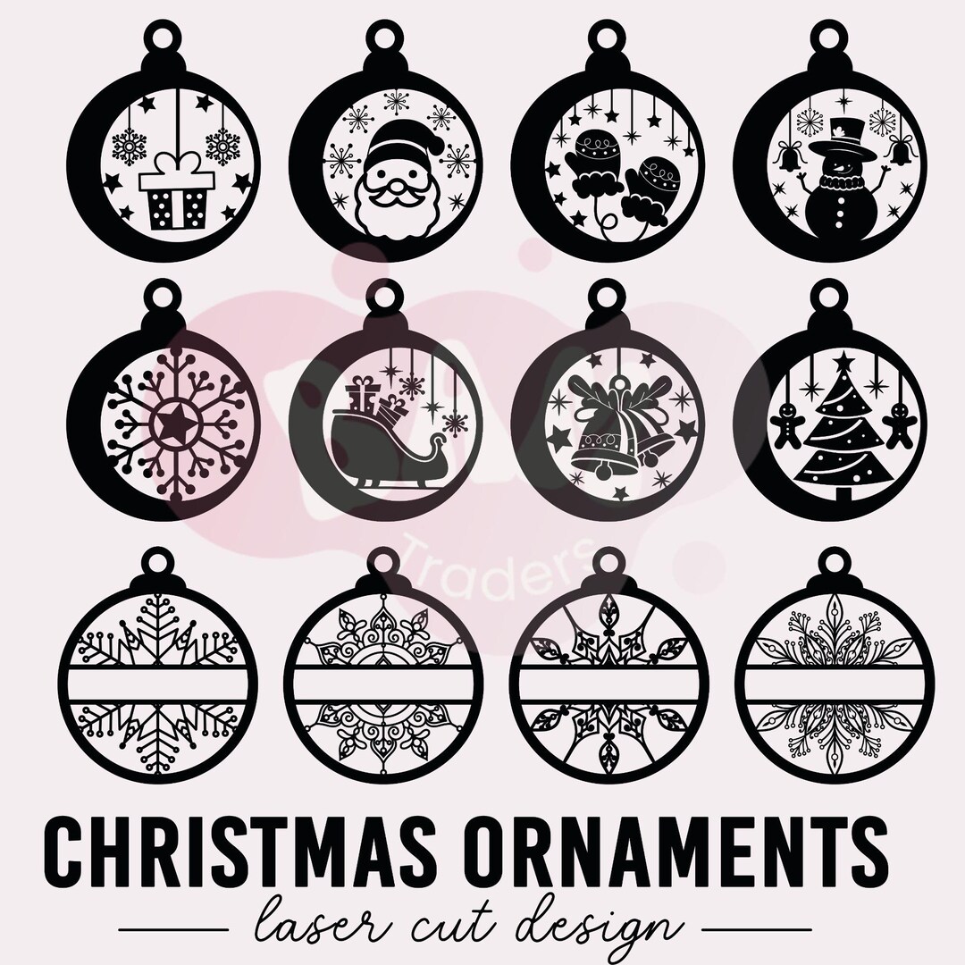 Christmas Ornaments SVG Bundle, Laser Cut CNC Vector Files - Etsy