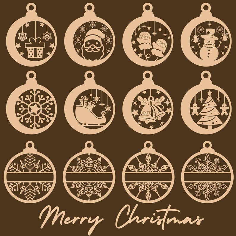 Christmas Ornaments SVG Bundle, Laser Cut CNC Vector Files - Etsy