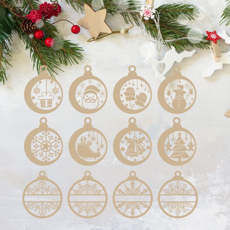 Christmas Ornaments SVG Bundle, Laser Cut CNC Vector Files - Etsy