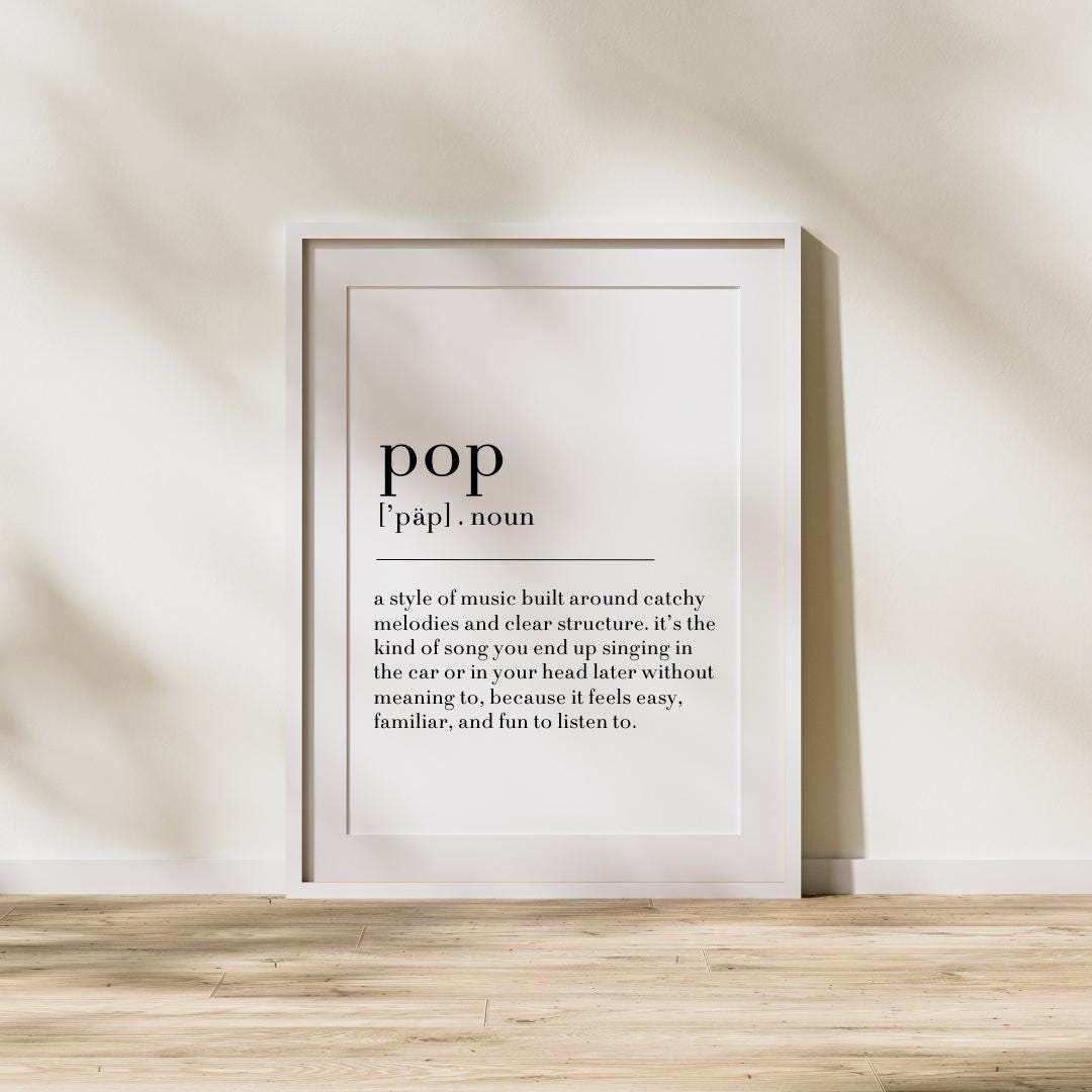 Pop Definition Print Wall Art: Minimalist Typography (digital Download ...