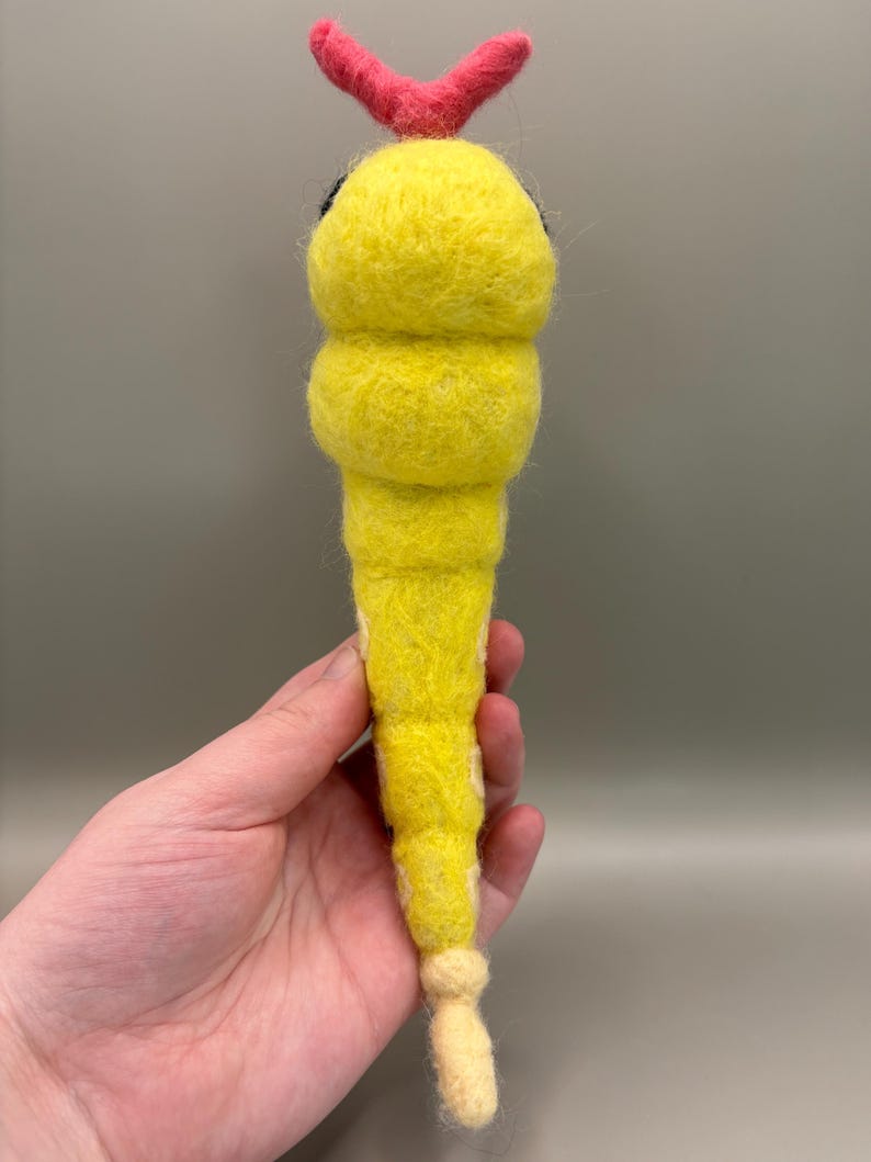 Shiny Caterpie Needle Felted Figure - Poseable Handmade Pokemon ...