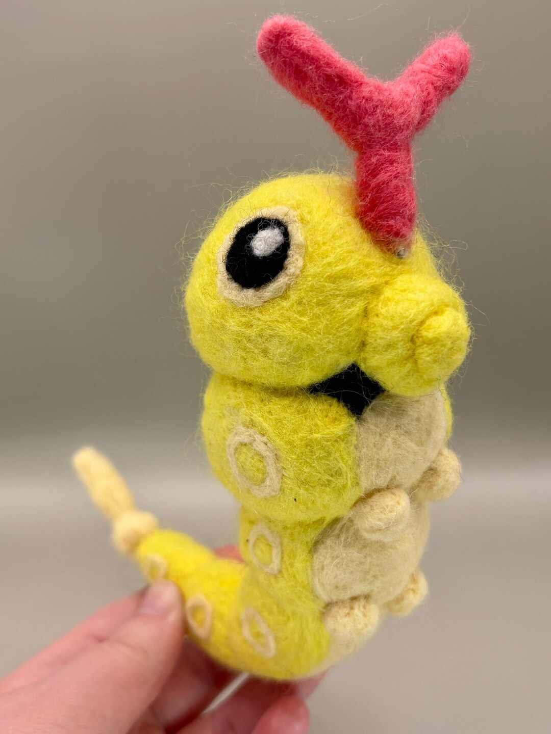 Shiny Caterpie Needle Felted Figure - Poseable Handmade Pokemon ...