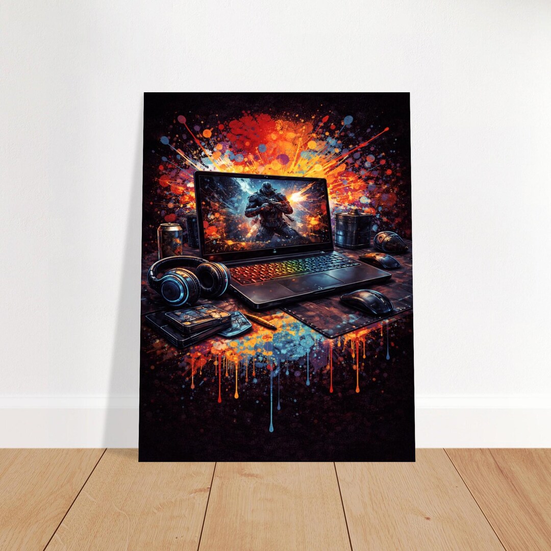 Neon Drip Gaming Poster | Street Art Gamer Wall Art | Controller ...
