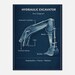 Hydraulic Excavator Blueprint Poster – Arm Diagram Engineering Wall Art ...