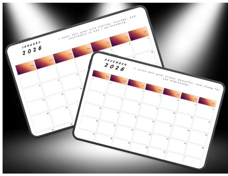 2026 Printable Affirmation Calendar | Monthly Positive Quotes ...