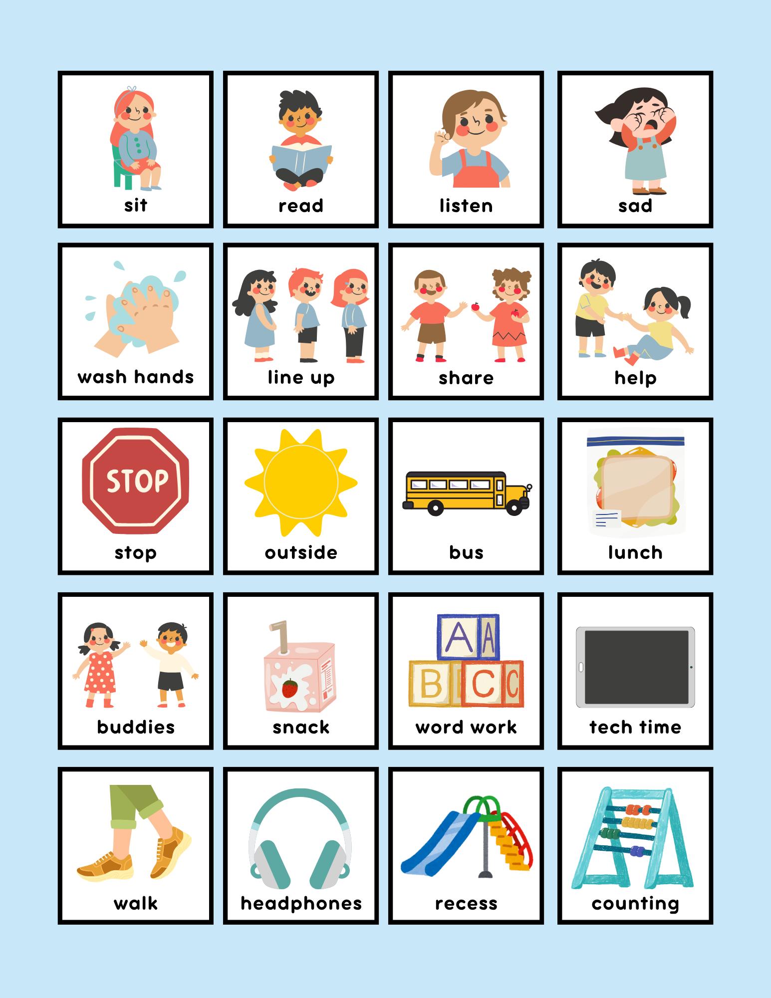 Autism Visual Schedule, Daily Routine Picture Cards (printable PDF) - Etsy