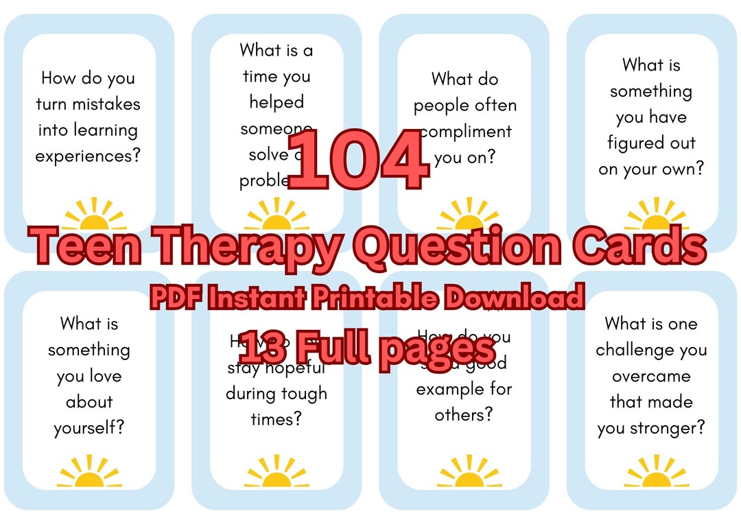 104 Strength-based Therapy Questions for Teens - Etsy