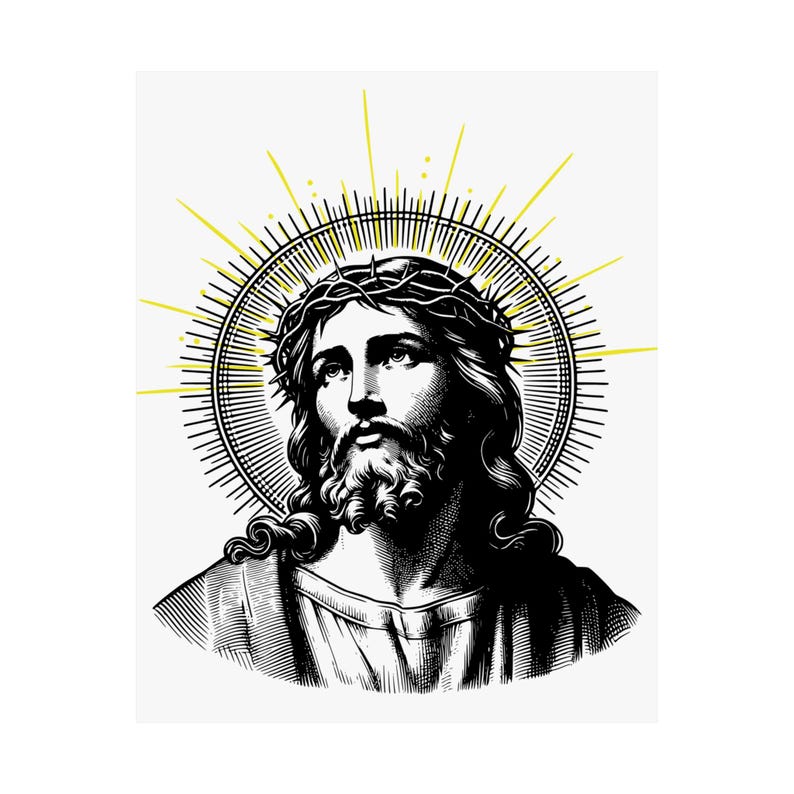 Jesus Christ Illustration Matte Vertical Poster | Sacred Religious Wall ...