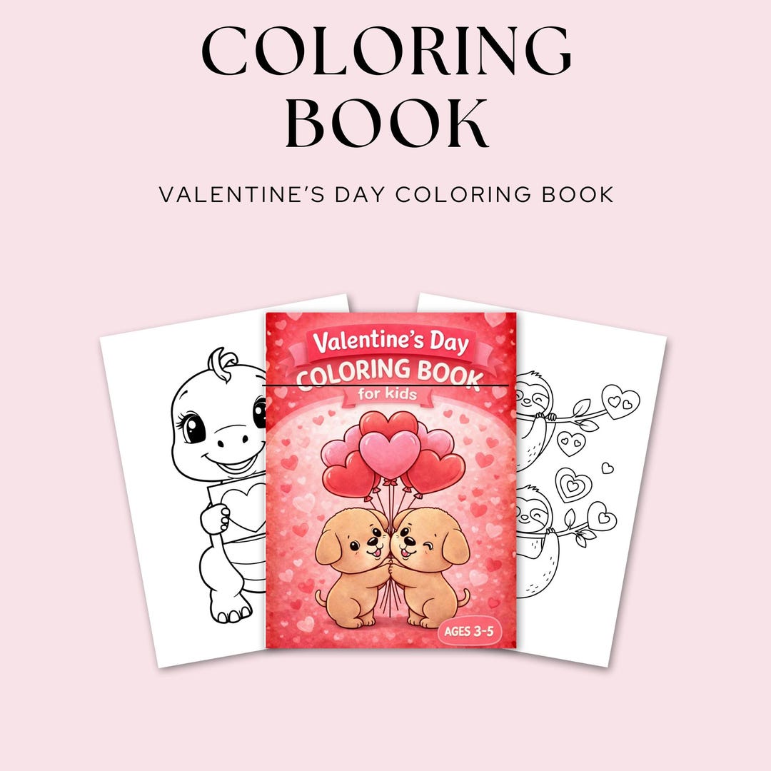 Valentine’s Day Coloring Book | Bold Easy Coloring Cozy Kawaii Pages ...