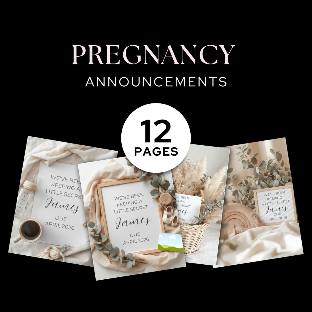Pregnancy Announcement Template | Pregnancy Reveal, Canva Digital Baby ...