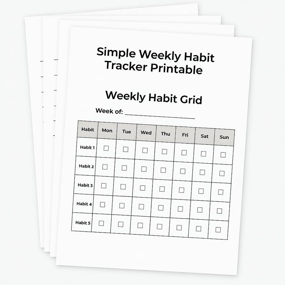 Weekly Habit Tracker Printable | Minimalist Checklist | PDF | Instant ...