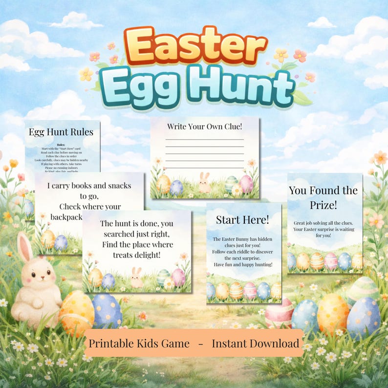 Kids Easter Egg Hunt Clues | Printable Family Game (instant Download ...
