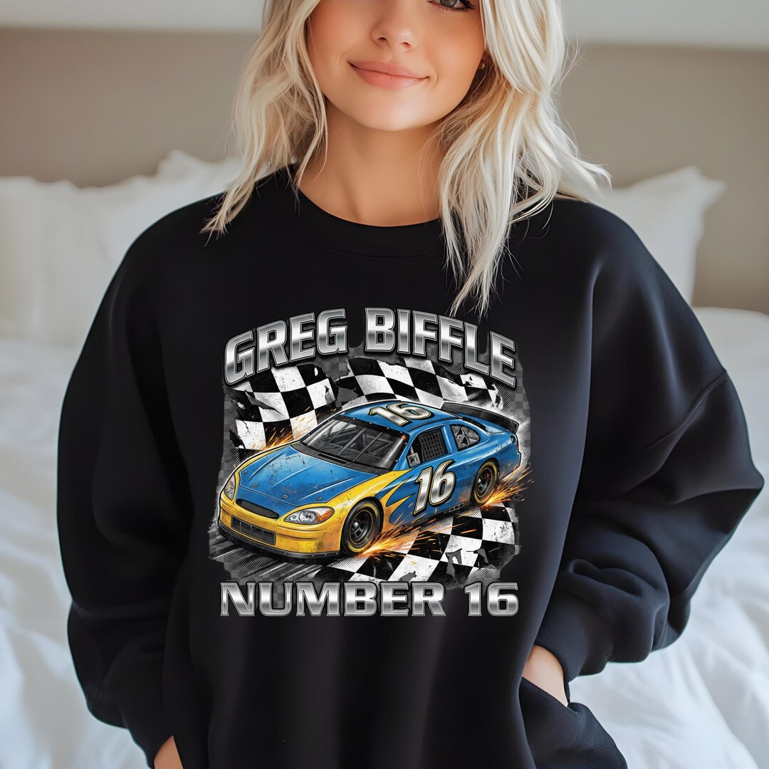Greg Biffle Number 16 Shirt, Checkered Flag Race Car Tee, Vintage ...
