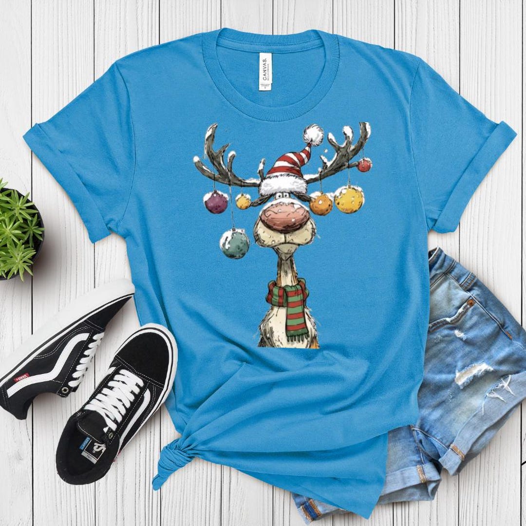 Funny Christmas Reindeer Graphic Tee, Grumpy Holiday Deer - Etsy