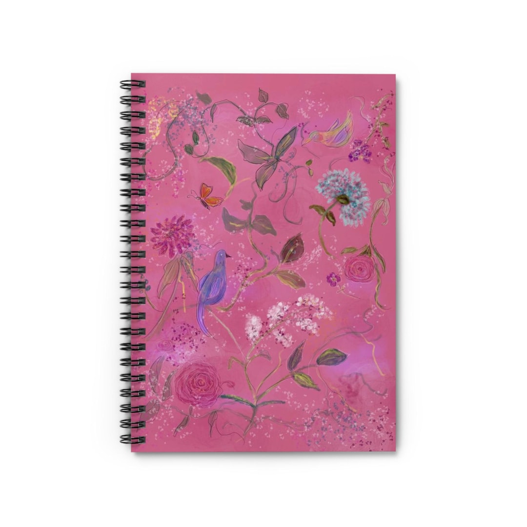 Cute Pink Early 2000s Pattern Notebook- Retro Aesthetic Spiral Journal ...