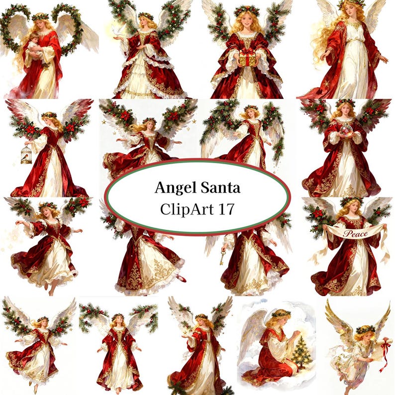 Holiday Christmas Angel Digital Clipart Bundle - 17pcs - Etsy