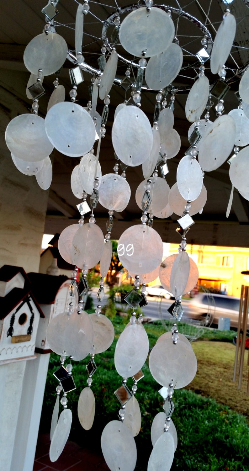 Capiz Shell Windchimes White/silver Capiz Chimes - Etsy