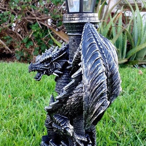 Solar Dragon Statue Dragon Castle Solar Light Figurine Dragon Castle ...