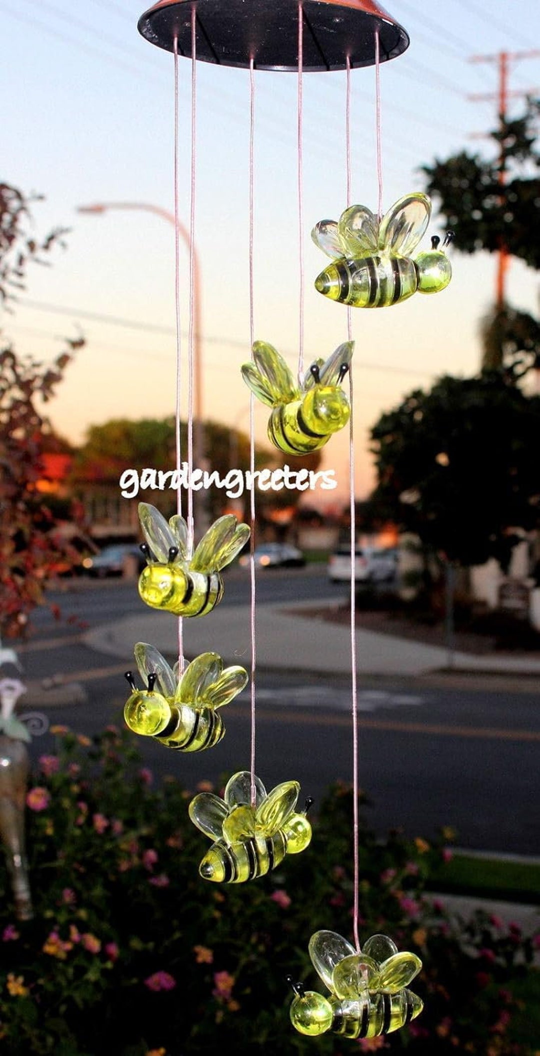 Solar Bee Mobile Windchimes Solar Bee Decor Bumble Bee - Etsy