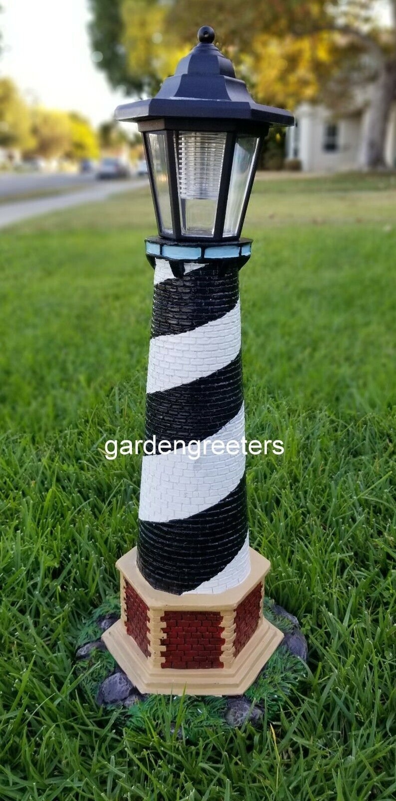 Solar Lighthouse Statue Solar Guiding Light Figurine Lighthouse Guiding ...