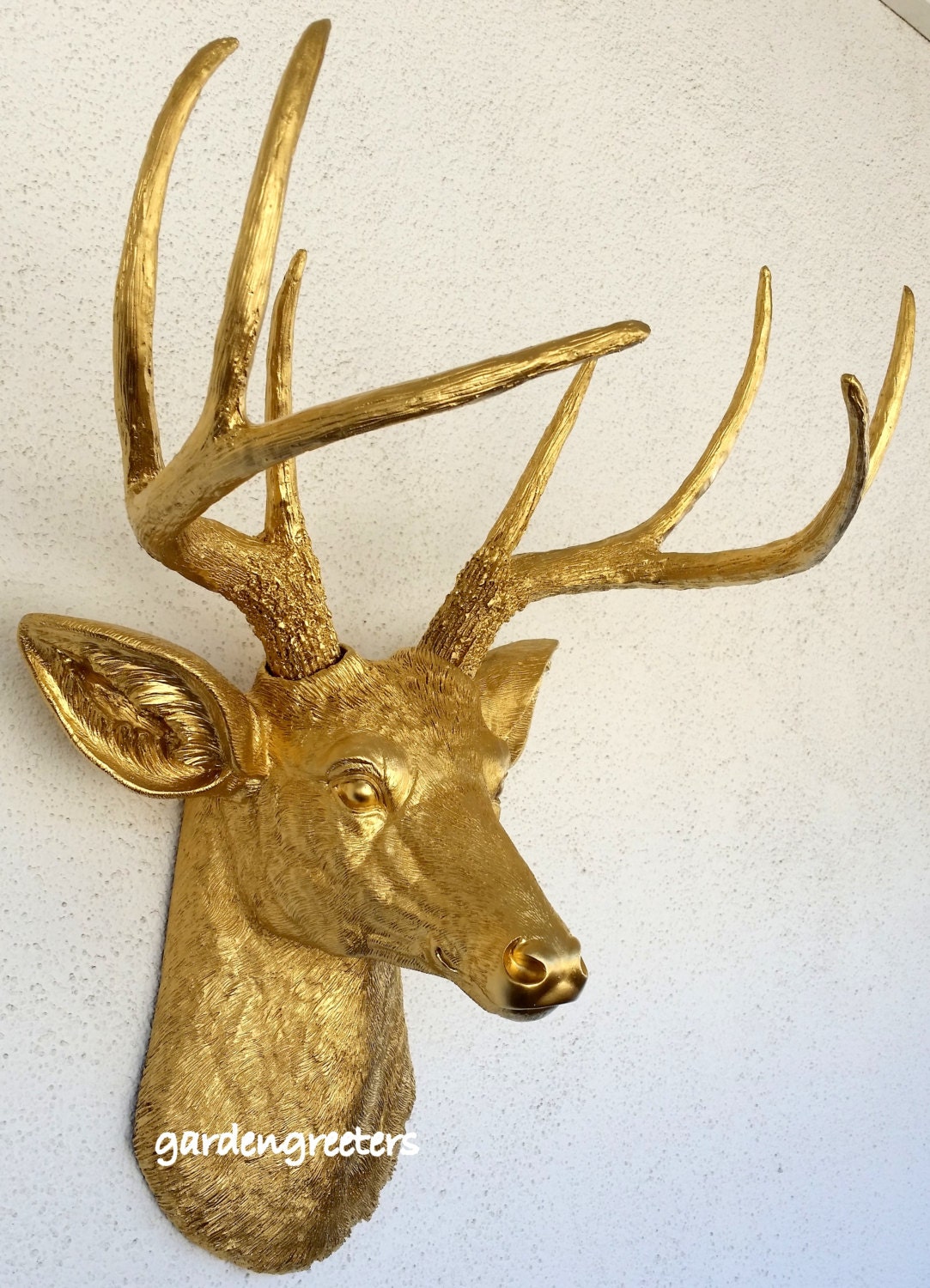 Faux Gold Deer Head 8 Point Buck Deer Head Wall Mount Decor Deer Head ...