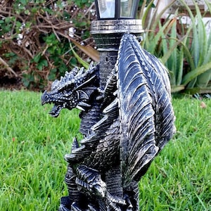 Solar Dragon Statue Dragon Castle Solar Light Figurine Dragon Castle ...
