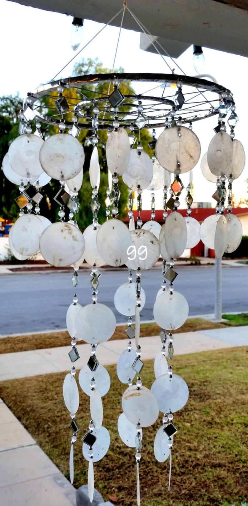 Capiz Shell Windchimes White/silver Capiz Chimes - Etsy
