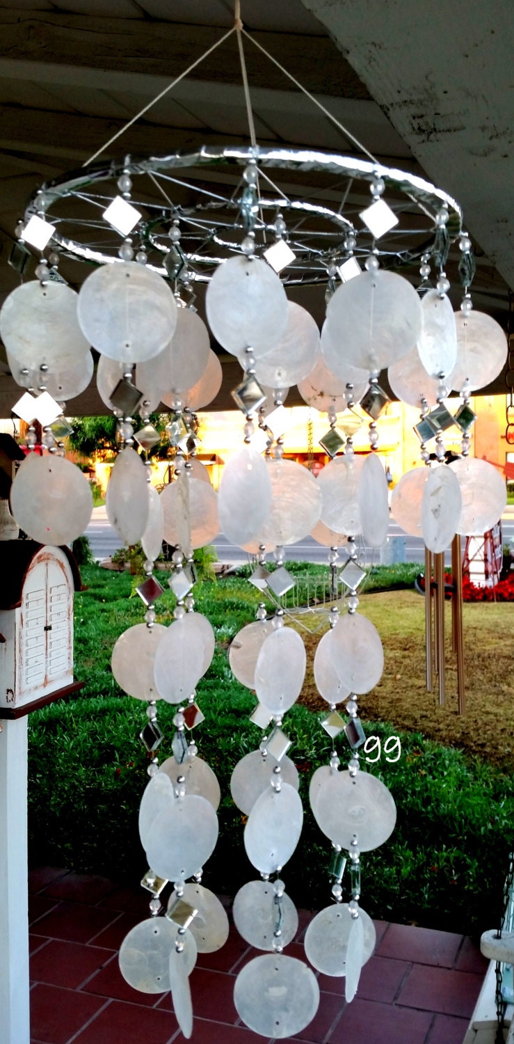 Capiz Shell Windchimes White/silver Capiz Chimes - Etsy