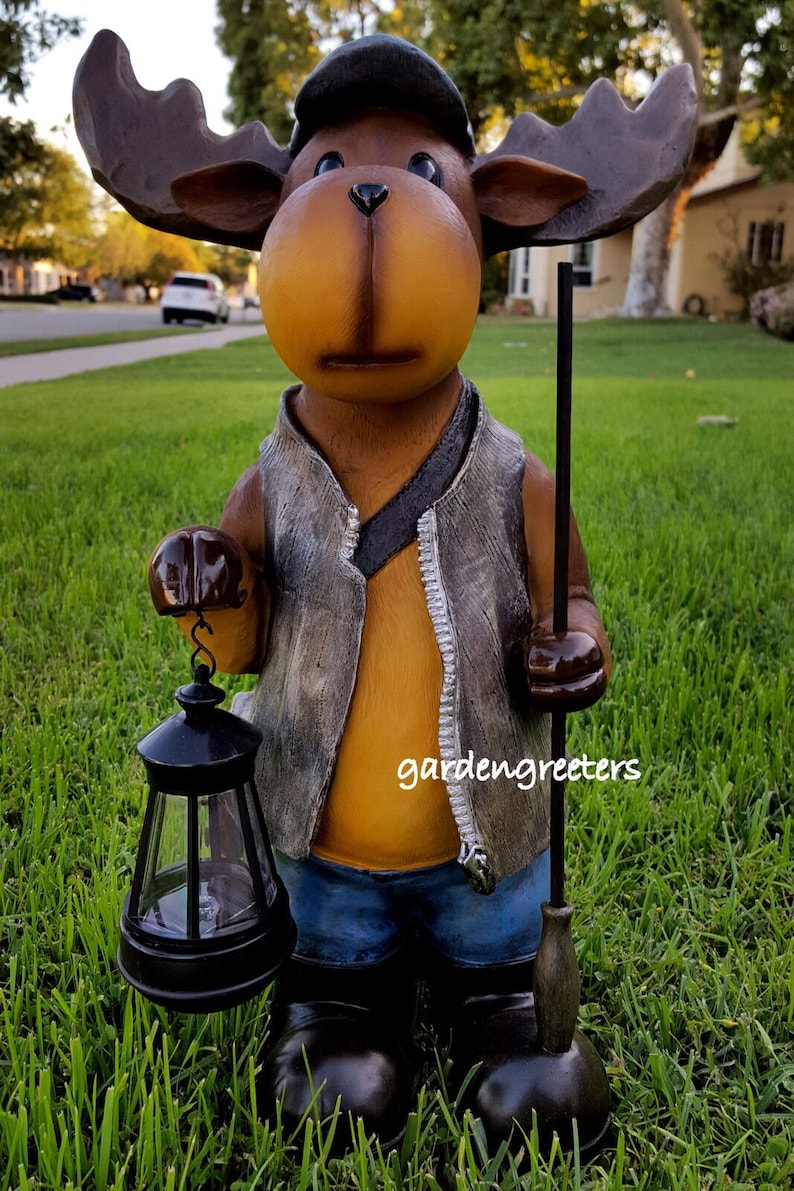 Solar Moose Garden Statue Moose Solar Lantern Figurine Moose - Etsy