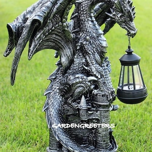 Large Dragon Statue With Solar Light Lantern Figurine - Etsy