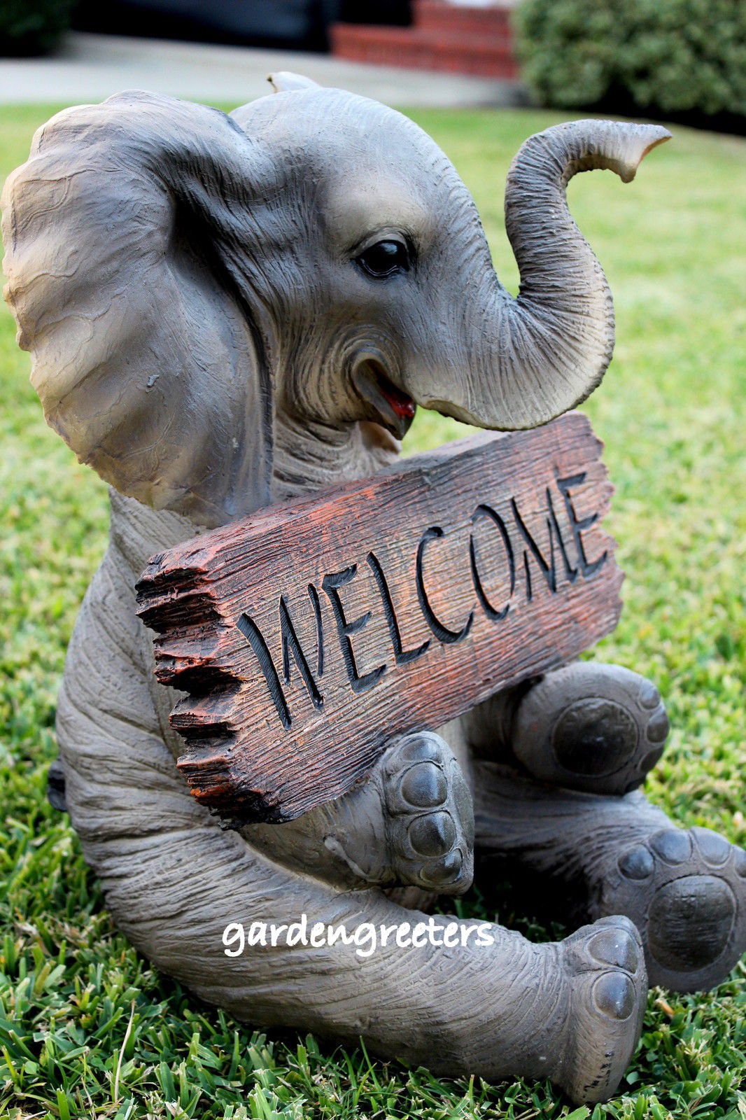 Elephant With Welcome Sign Statue Elephant Figurine - Etsy