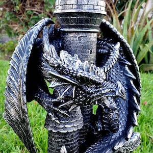 Solar Dragon Statue Dragon Castle Solar Light Figurine Dragon Castle ...