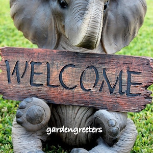Elephant With Welcome Sign Statue Elephant Figurine - Etsy
