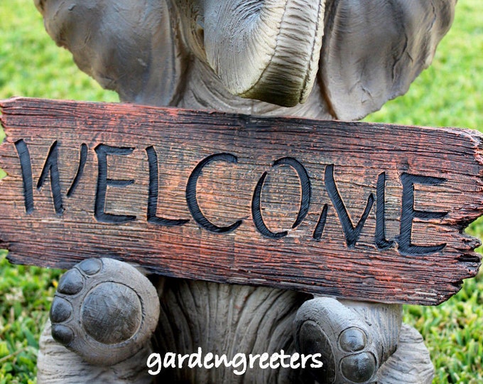 Elephant With Welcome Sign Statue Elephant Figurine - Etsy