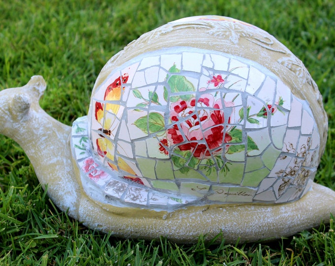 Large Mosaic Snail Statue Snail Mosaic Large Figurine Decor Snail ...