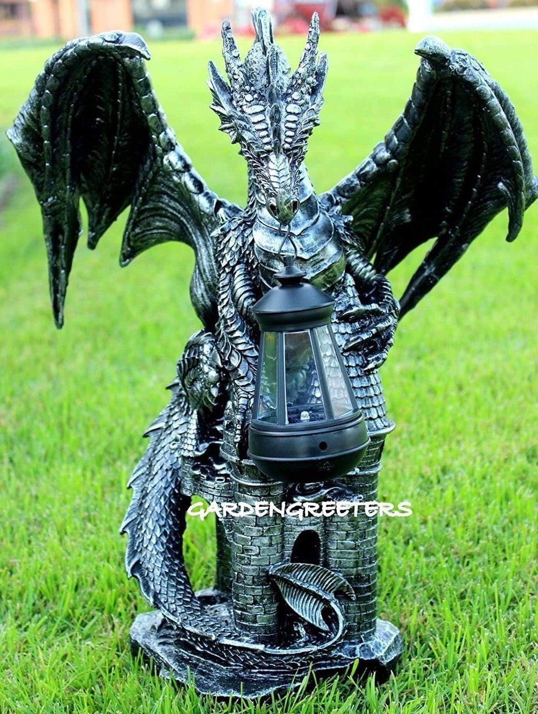 Large Dragon Statue With Solar Light Lantern Figurine - Etsy