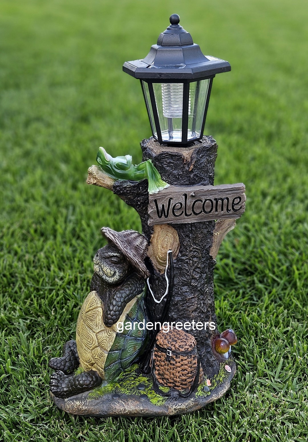 Solar Turtle Frog Statue Turtle Frog With Solar Lantern Figurine - Etsy