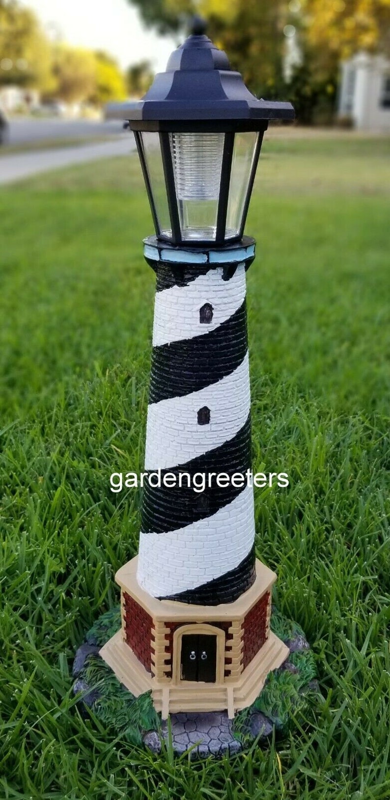 Solar Lighthouse Statue Solar Guiding Light Figurine Lighthouse Guiding ...
