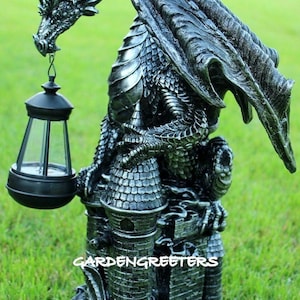 Large Dragon Statue With Solar Light Lantern Figurine - Etsy
