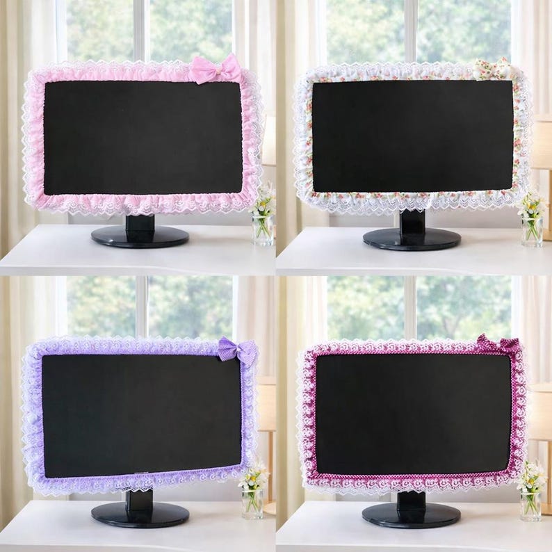 Decorative Lace Computer Monitor Cover With Bow and Handy Pen Pocket - Etsy