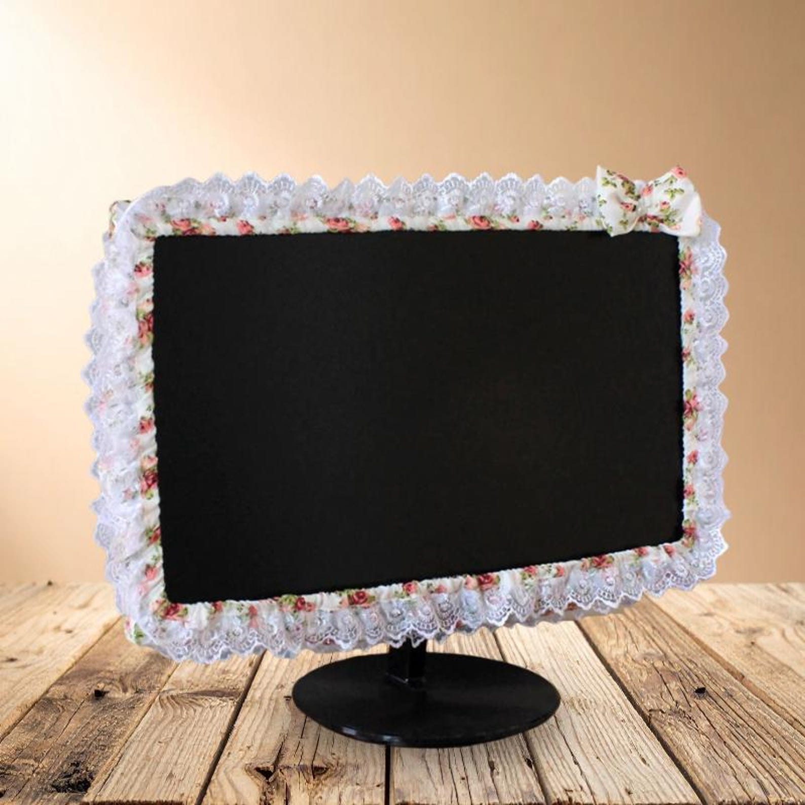 Decorative Lace Computer Monitor Cover With Bow and Handy Pen Pocket - Etsy