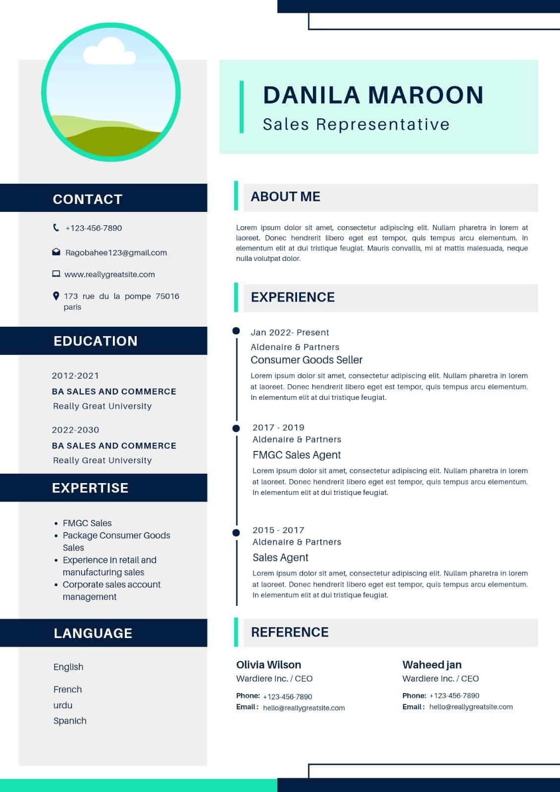 Editable CV Template | Modern Professional Resume | Ats-friendly Canva ...