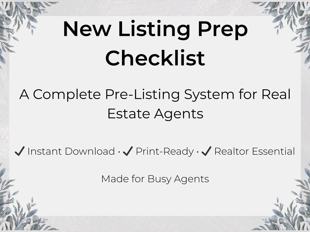 Real Estate Listing Prep Checklist | Realtor Client Handout (printable ...