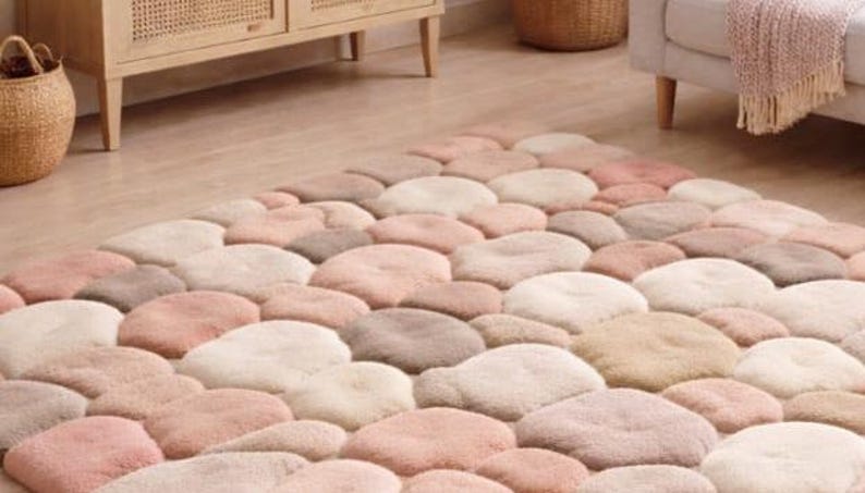 Hand Tufted Wool Rug | Soft Bubble Texture, Pastel Neutral - Etsy