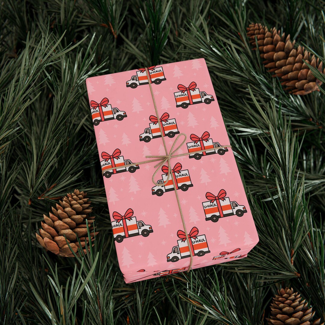 Pink U-haul Christmas Wrapping Paper • Cute WLW Holiday • Sapphic ...