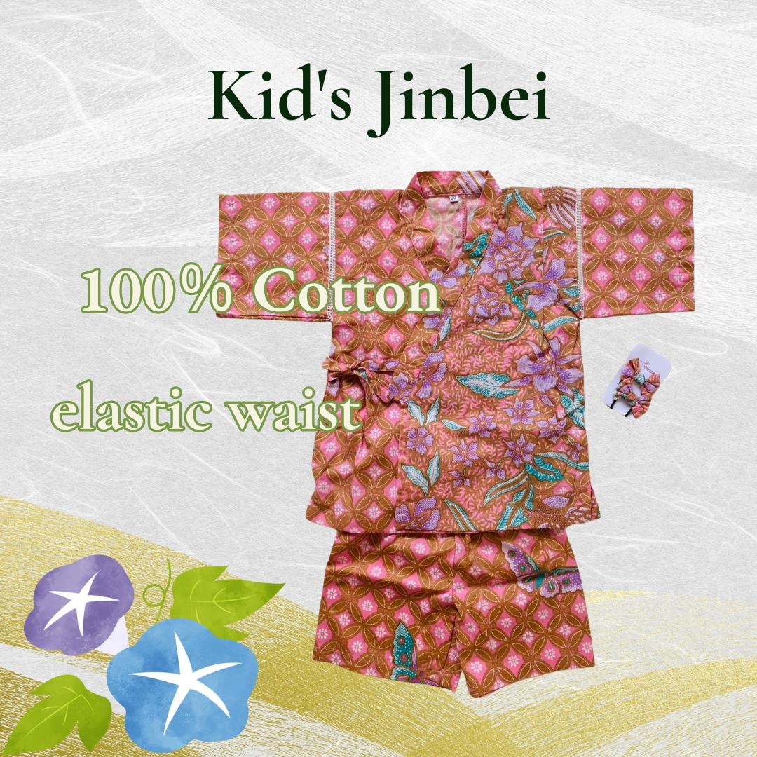 Kids Japanese Jinbei Set With Matching Hair Bows | 100% Cotton | Summer ...